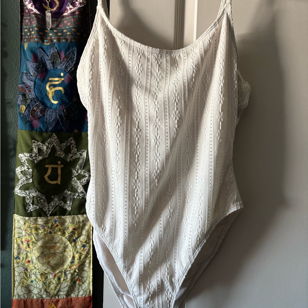 Andie Textured White One Piece Swimsuit - Gem